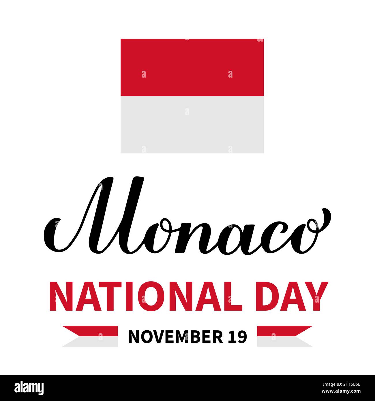 Monaco National Day calligraphy lettering with flag. Monaco The ...