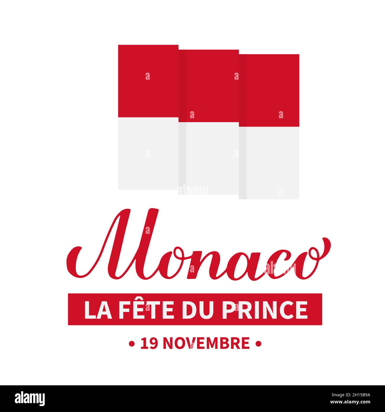 Monaco National Day typography poster in French. Monaco The Sovereign ...