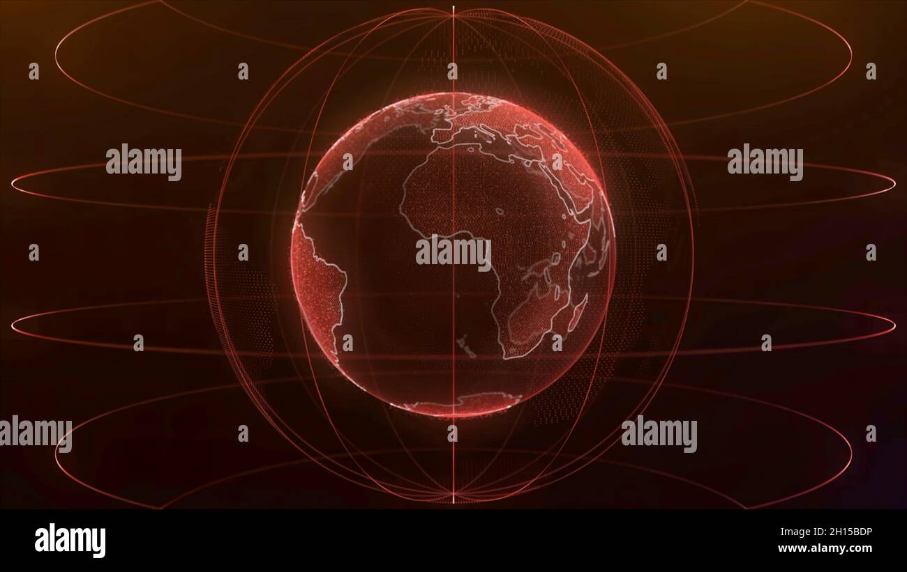 Pixel planet Earth animation. Animation of space with digital exploding ...