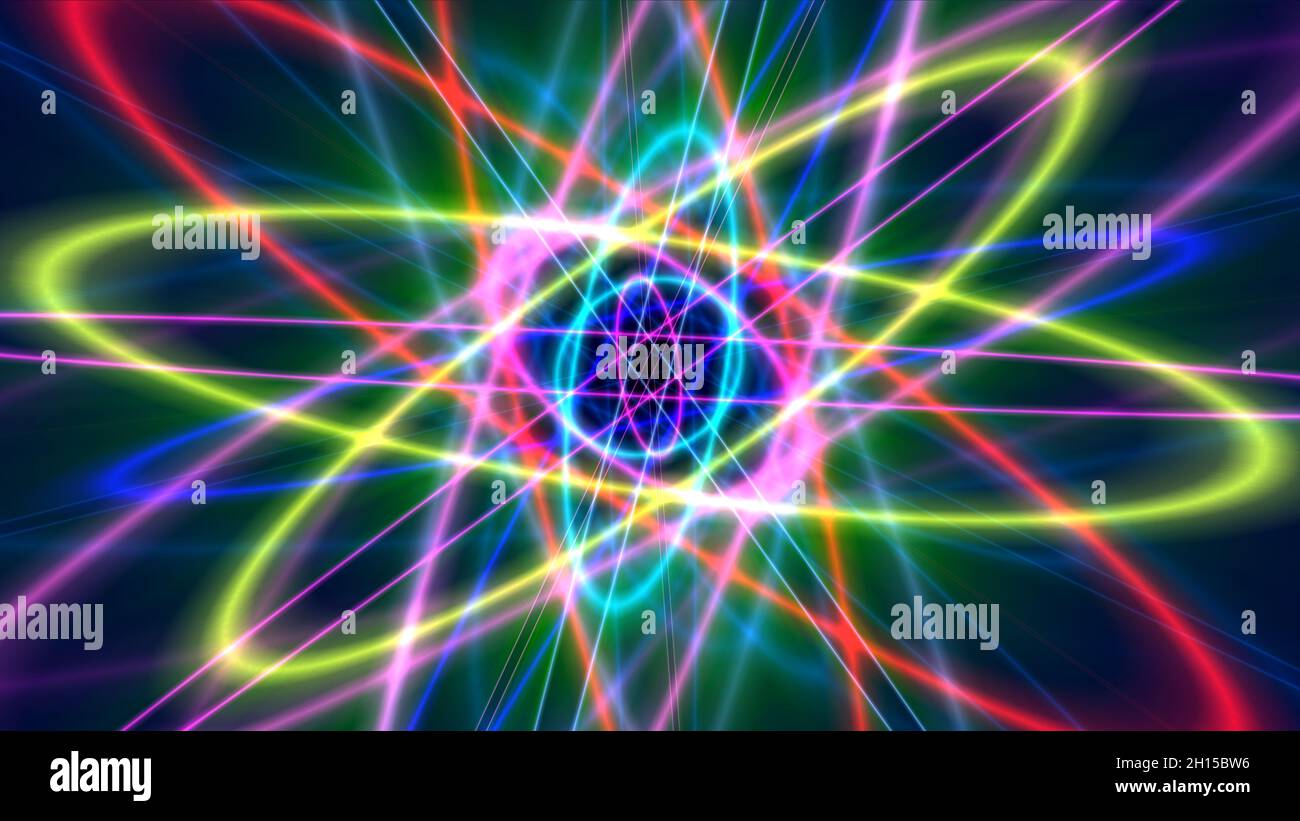 Glowing atom structure with light laser ring Stock Photo - Alamy