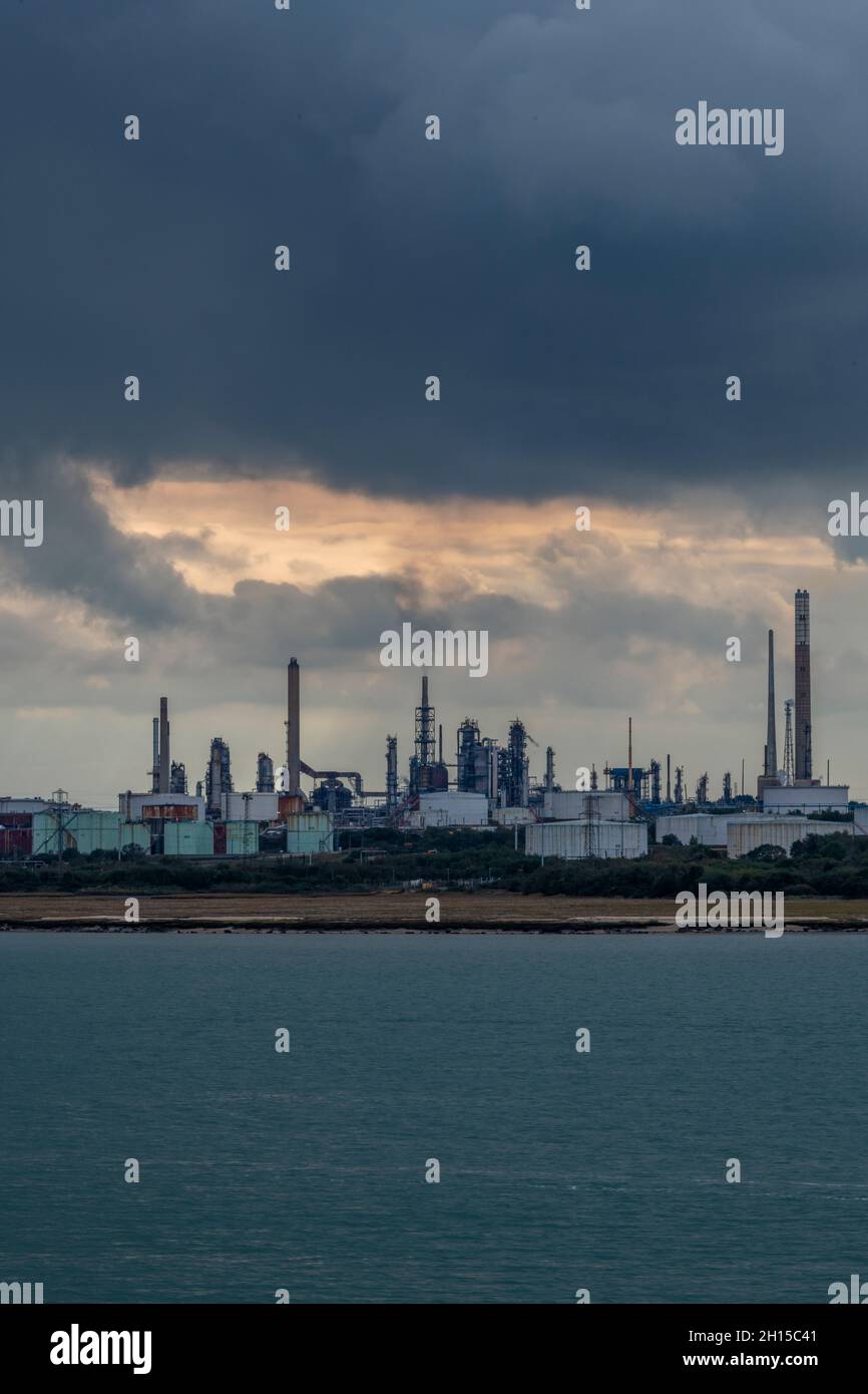 fawley oil refinery owned by exxon mobil petrochemical company on ...