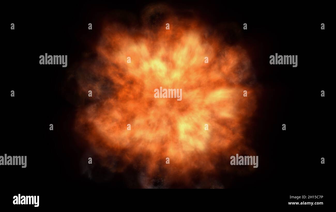 fire flame ball explosion in space, abstract illustration Stock Photo ...