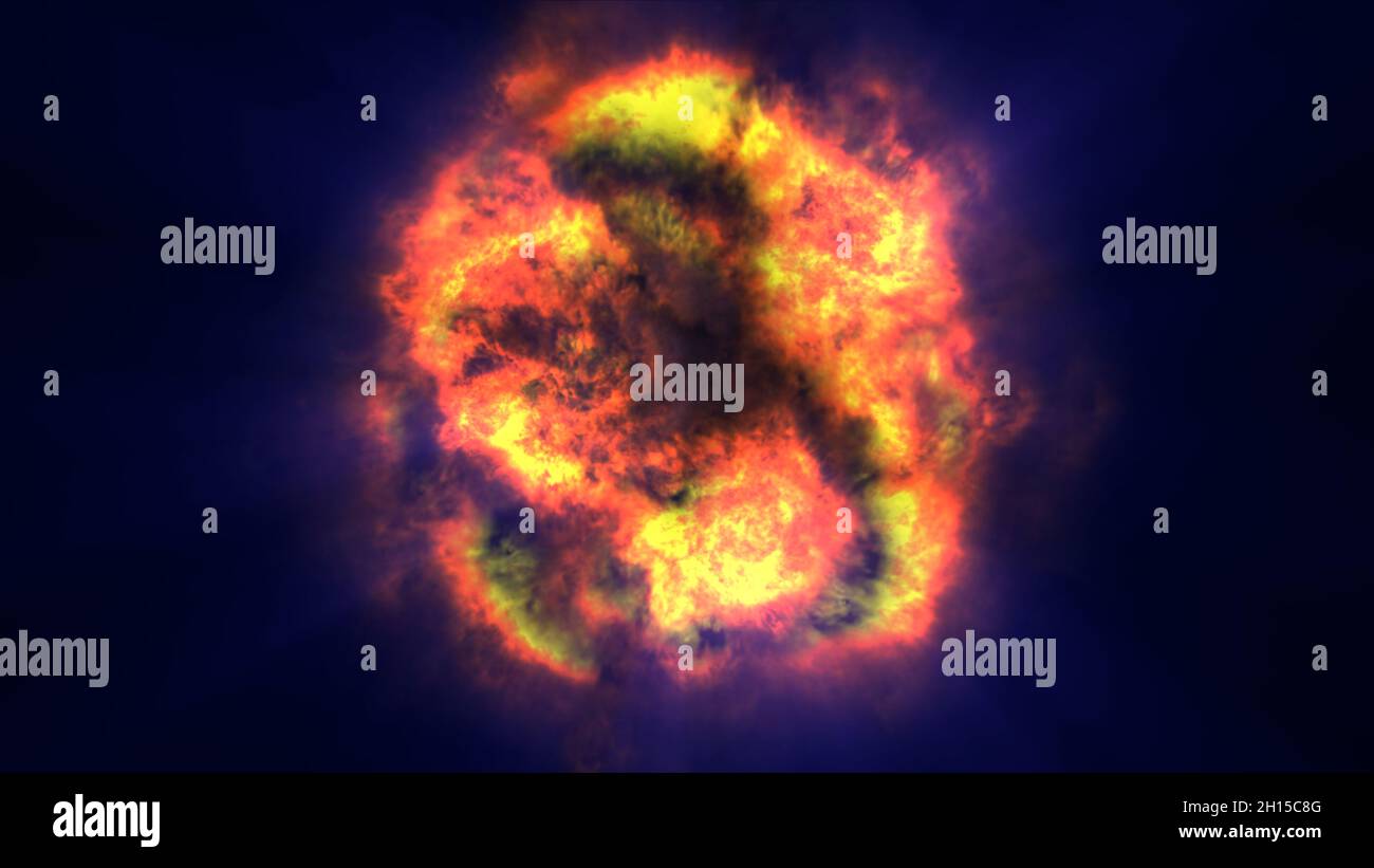 fire flame ball explosion in space, abstract illustration Stock Photo ...