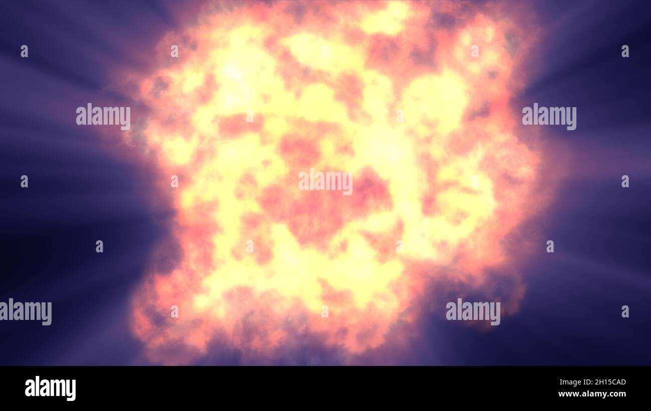 fire flame ball explosion in space, abstract illustration Stock Photo ...