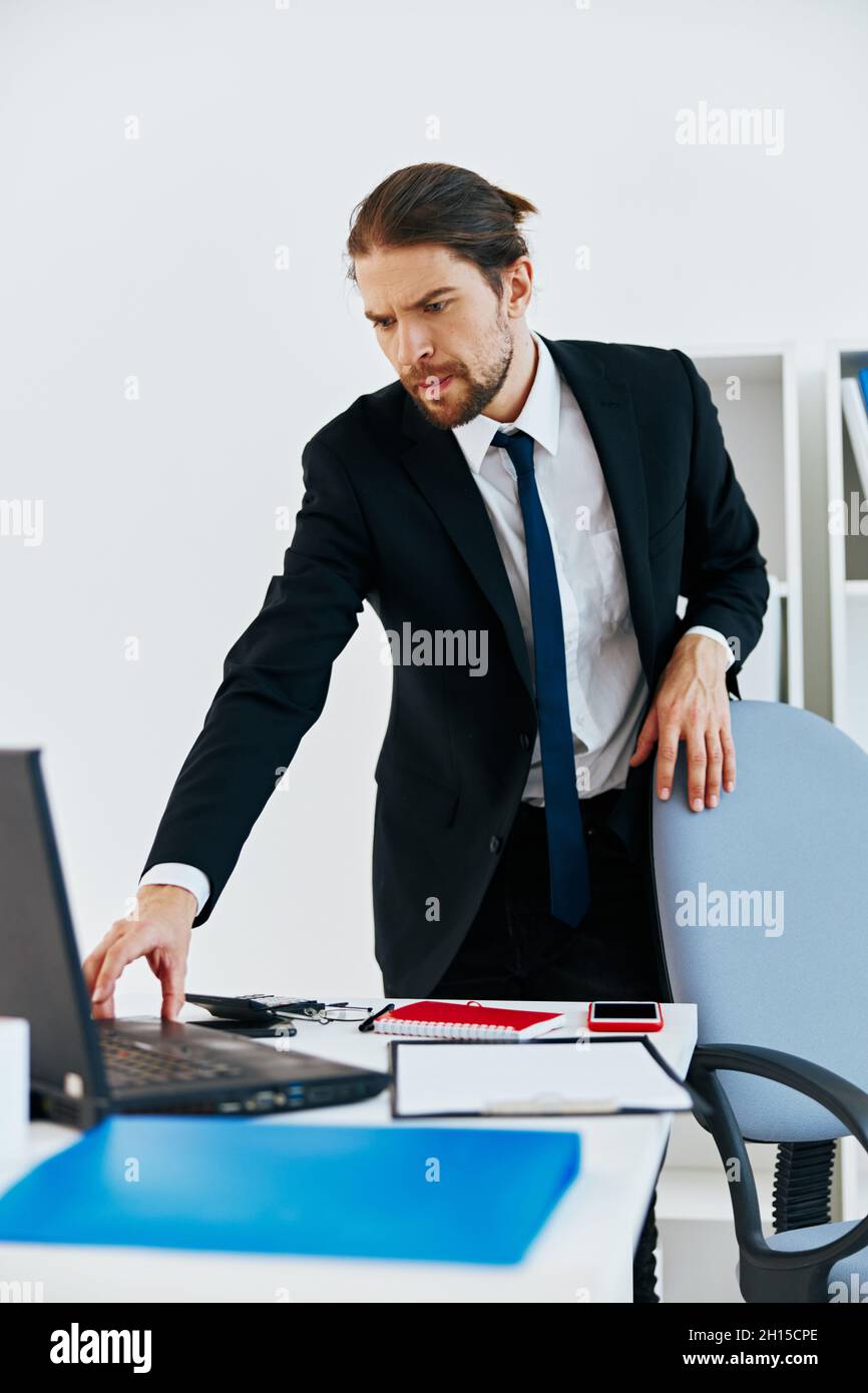 man in a suit official documents work office technologies Stock Photo ...