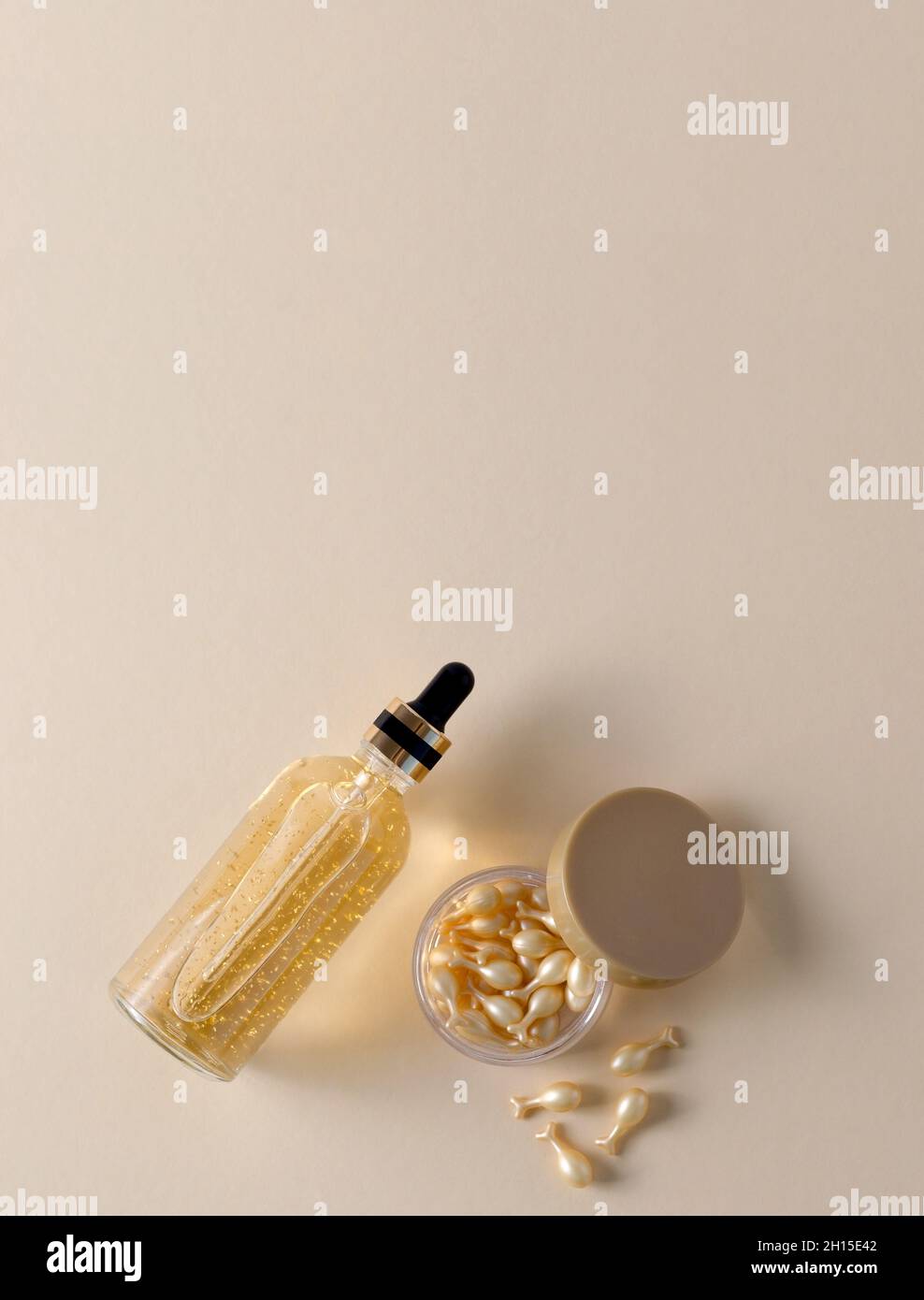 Rejuvenating cream facial serum capsules and hyaluronic serum in a ...