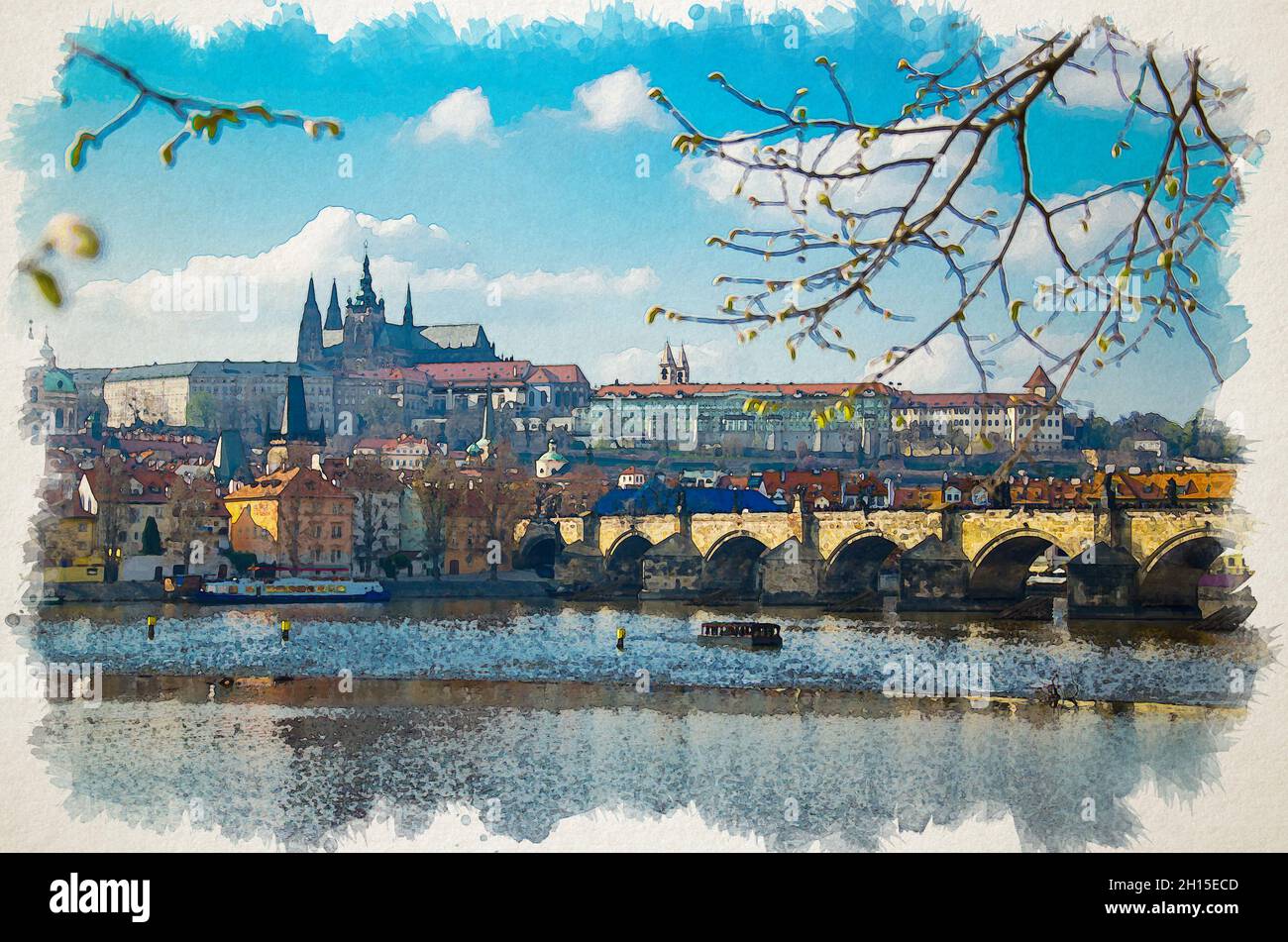 Watercolor praga hi-res stock photography and images - Alamy