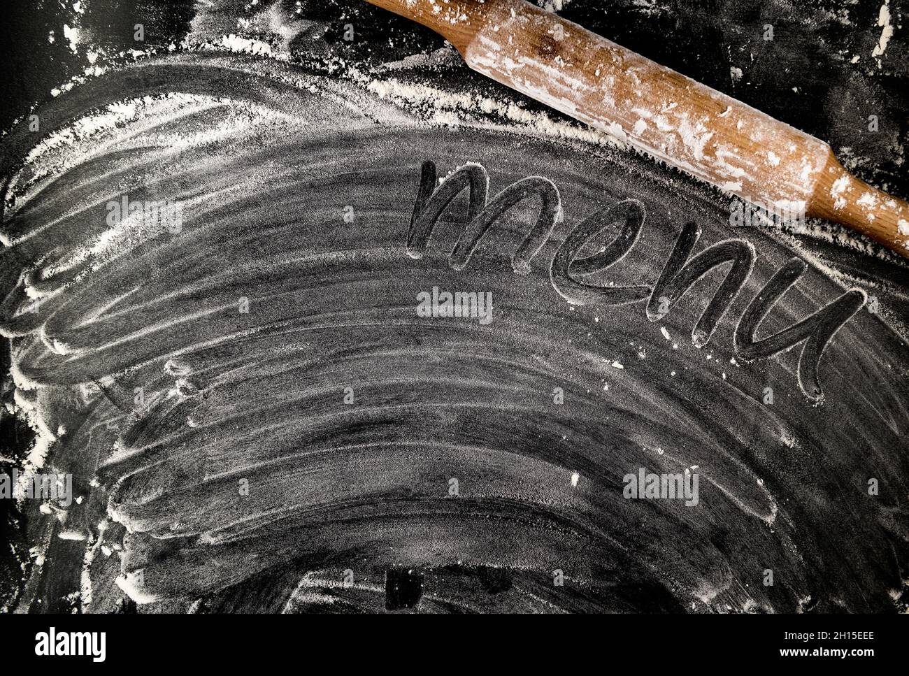 Background blank with the inscription menu on a black flour background ...