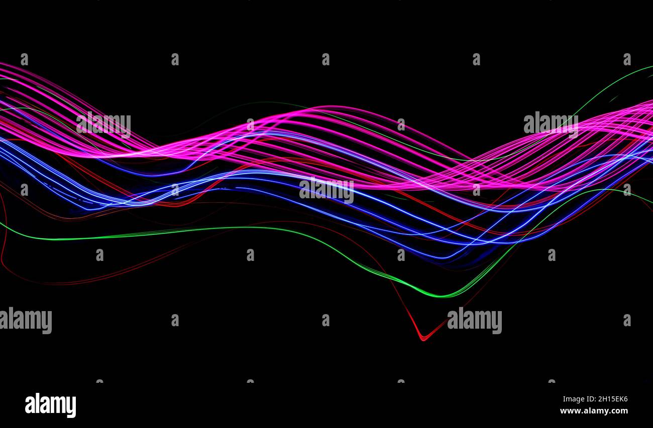 Long exposure light painting photograph of neon colour fairy lights in ...