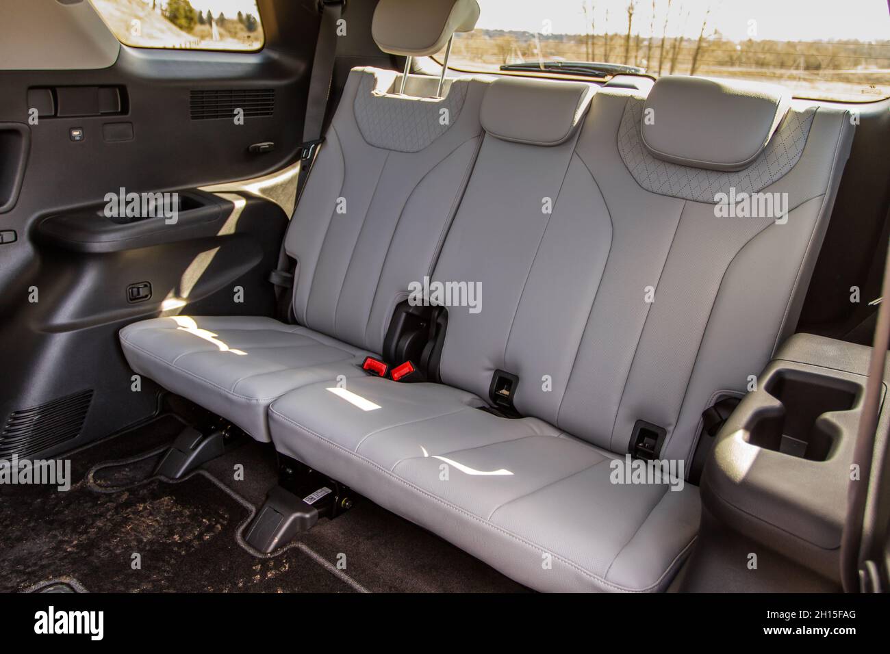 MOSCOW, RUSSIA - APRIL 10, 2021 Hyundai Palisade LX2 Interior close up ...