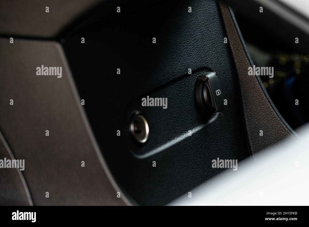 Modern car outlet socket. Closed 12V power outlet socket Stock Photo ...