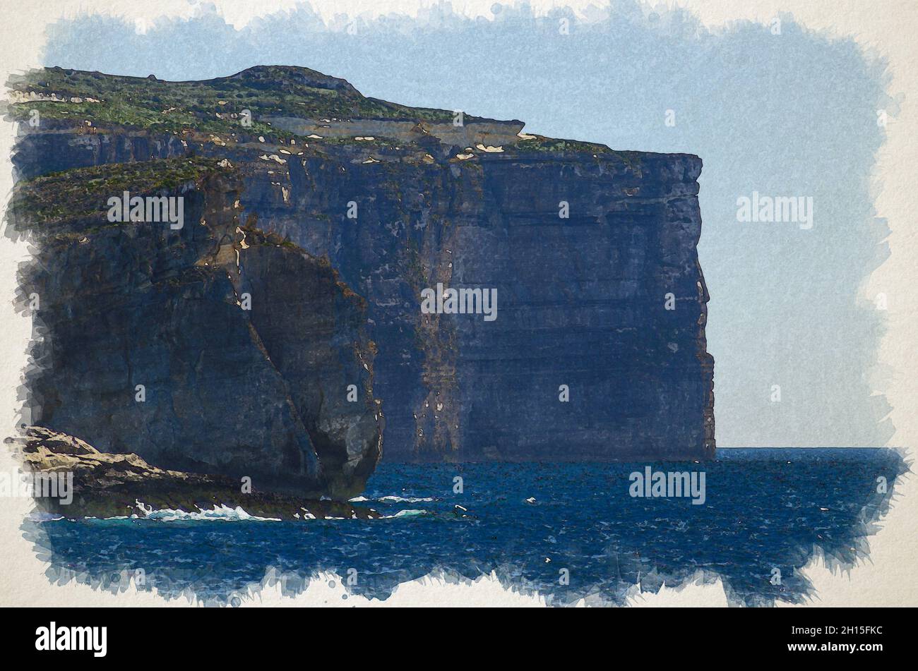 Watercolor drawing of Amazing Fungus and Gebla Rock cliffs in the ...