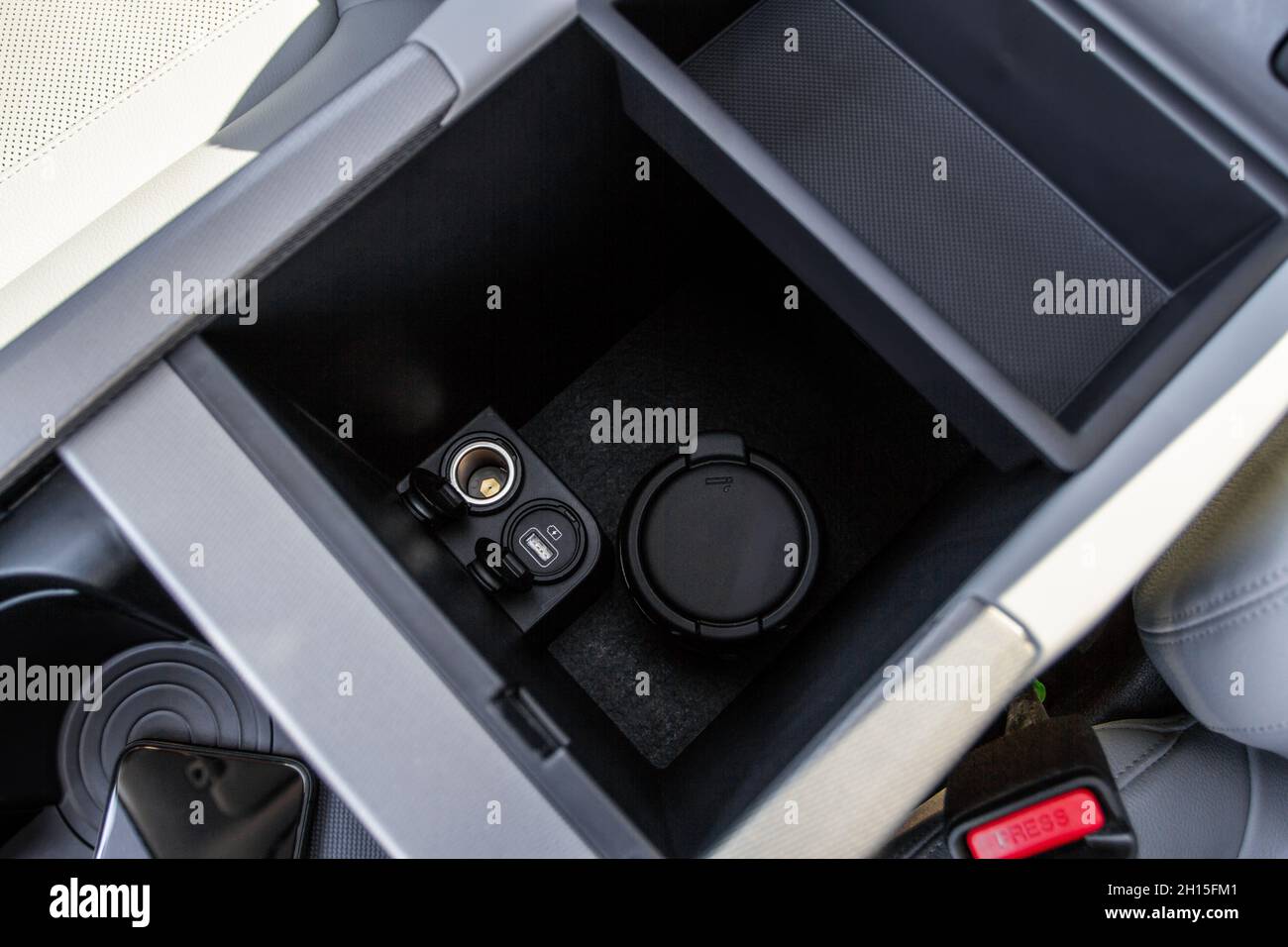 Modern car outlet socket. Opened 12V power outlet socket Stock Photo ...