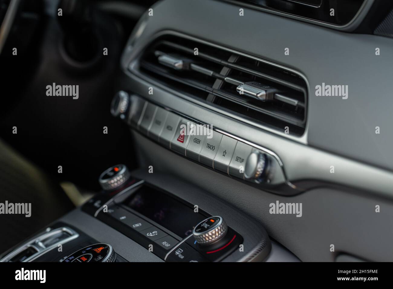 Car air conditioning close up view. The air conditioner flow inside the ...