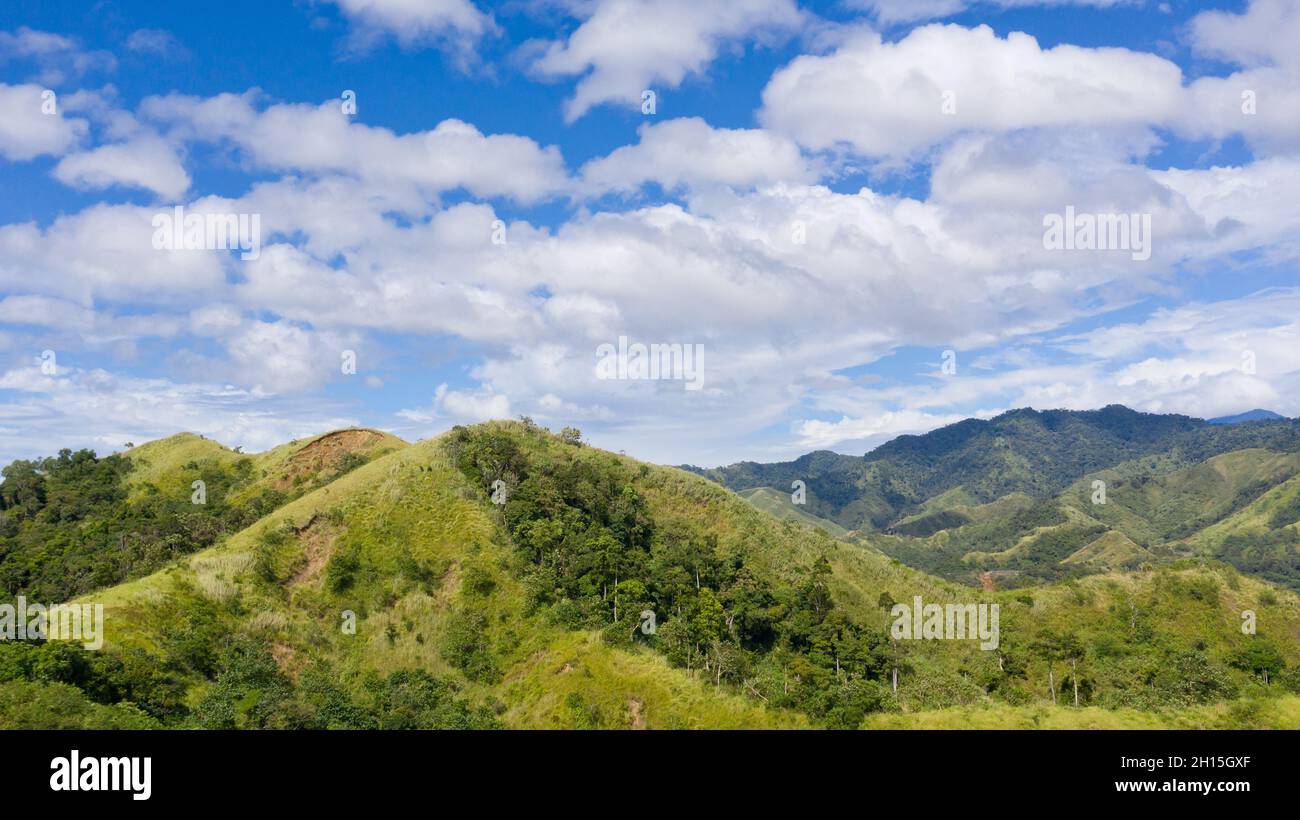 Mountain landscape with green hills and mountains with forest.Mountain ...