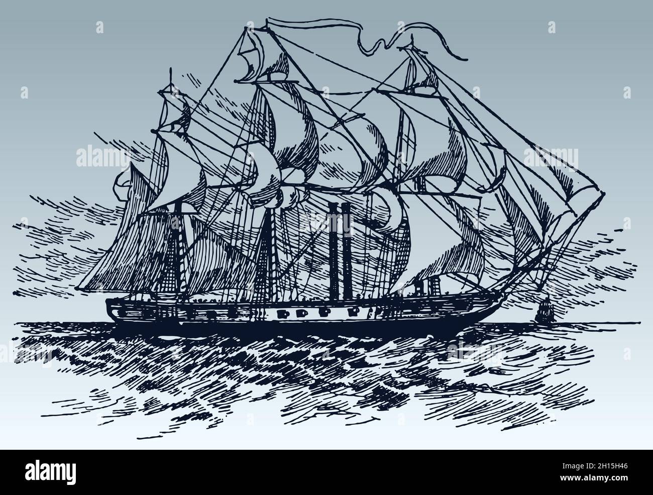 Drawing steamship on old hi-res stock photography and images - Alamy