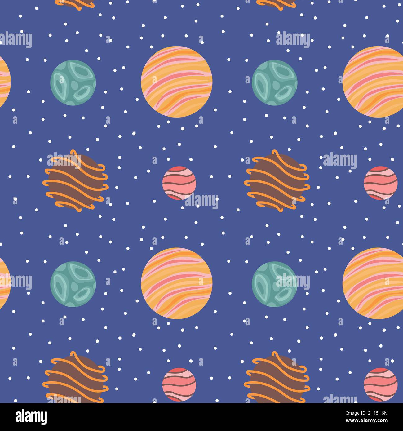 Fantasy planets seamless pattern. Universe background. Vector ...