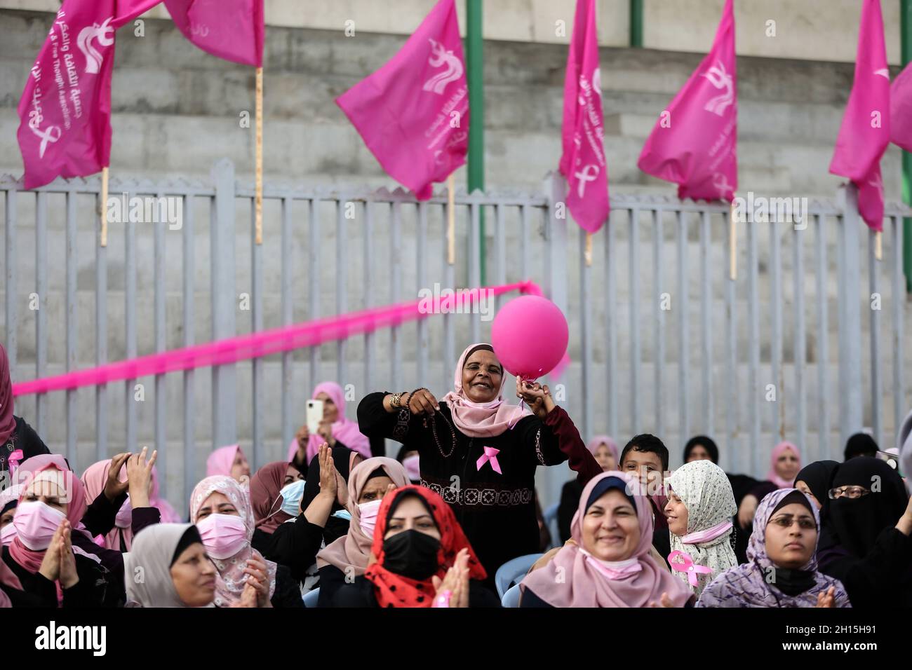 Gaza City, Palestine. 16th October 2021. Palestinian women are seen at ...