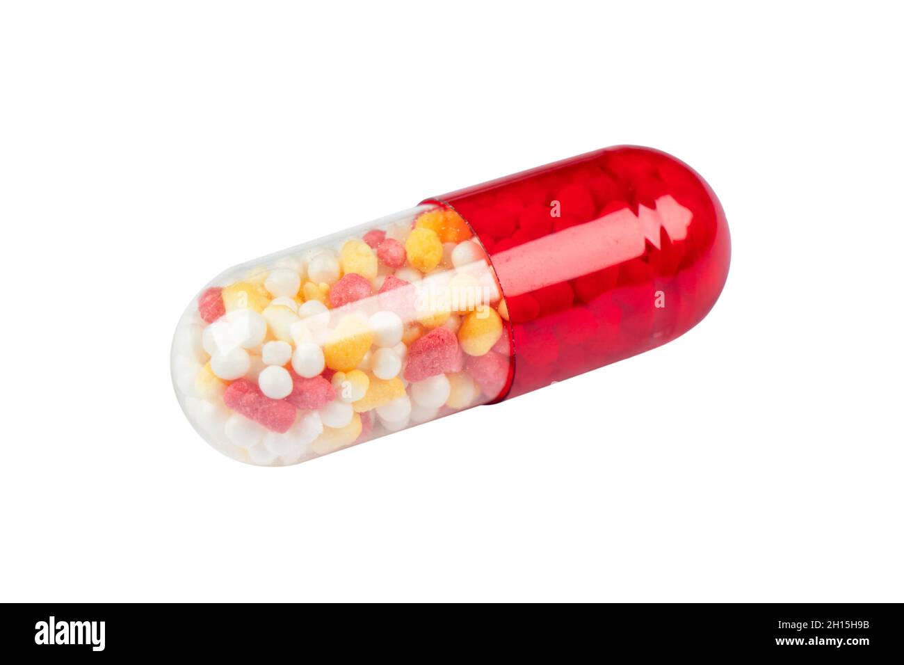 Macro shot red tablets pill isolated on white background. Pharmacy ...