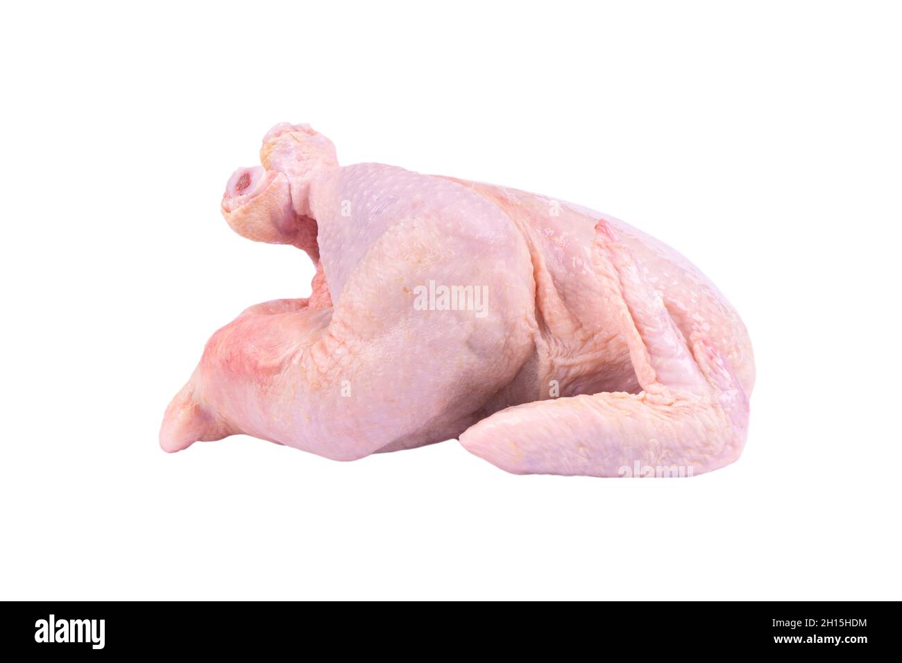 Fresh raw chicken isolated on white background with clipping path. Side ...