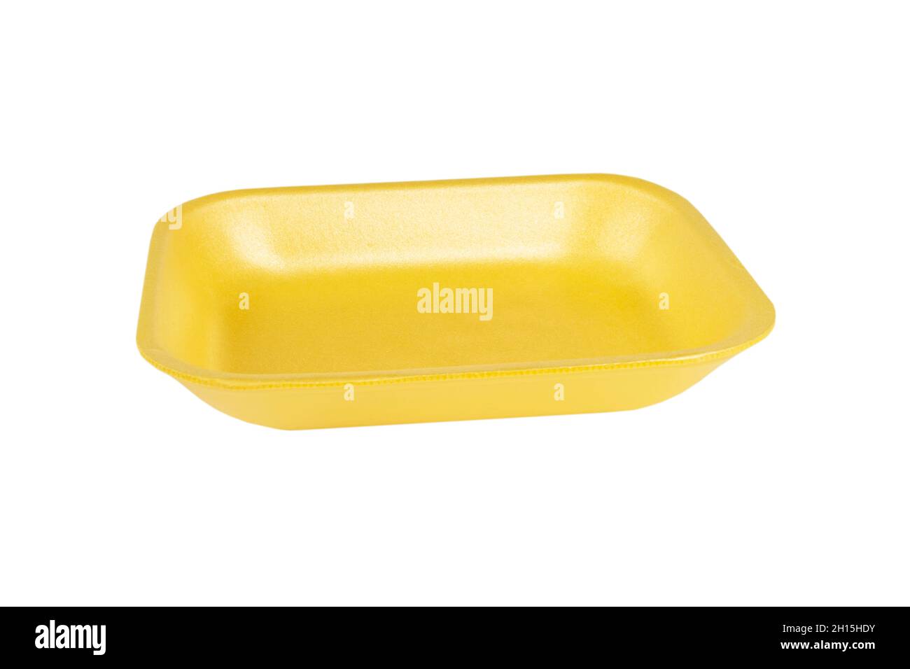 Disposable yellow plastic lunch box container isolated on white ...