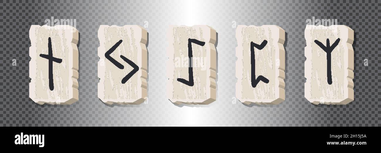 Set of five rune symbols. Runic alphabet, Futhark. Ancient norse occult ...