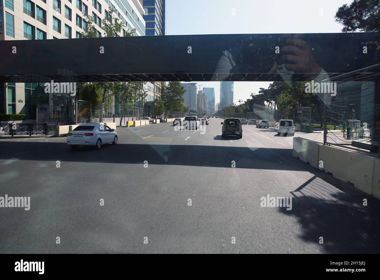 Streets of Baku during Formula 1 Azerbaijan Grand Prix 2021. Panoramic ...