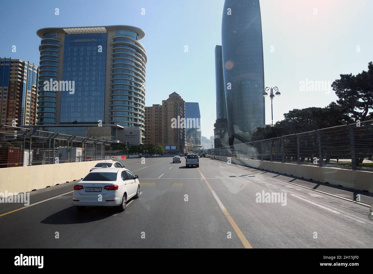 Streets of Baku during Formula 1 Azerbaijan Grand Prix 2021. Panoramic ...