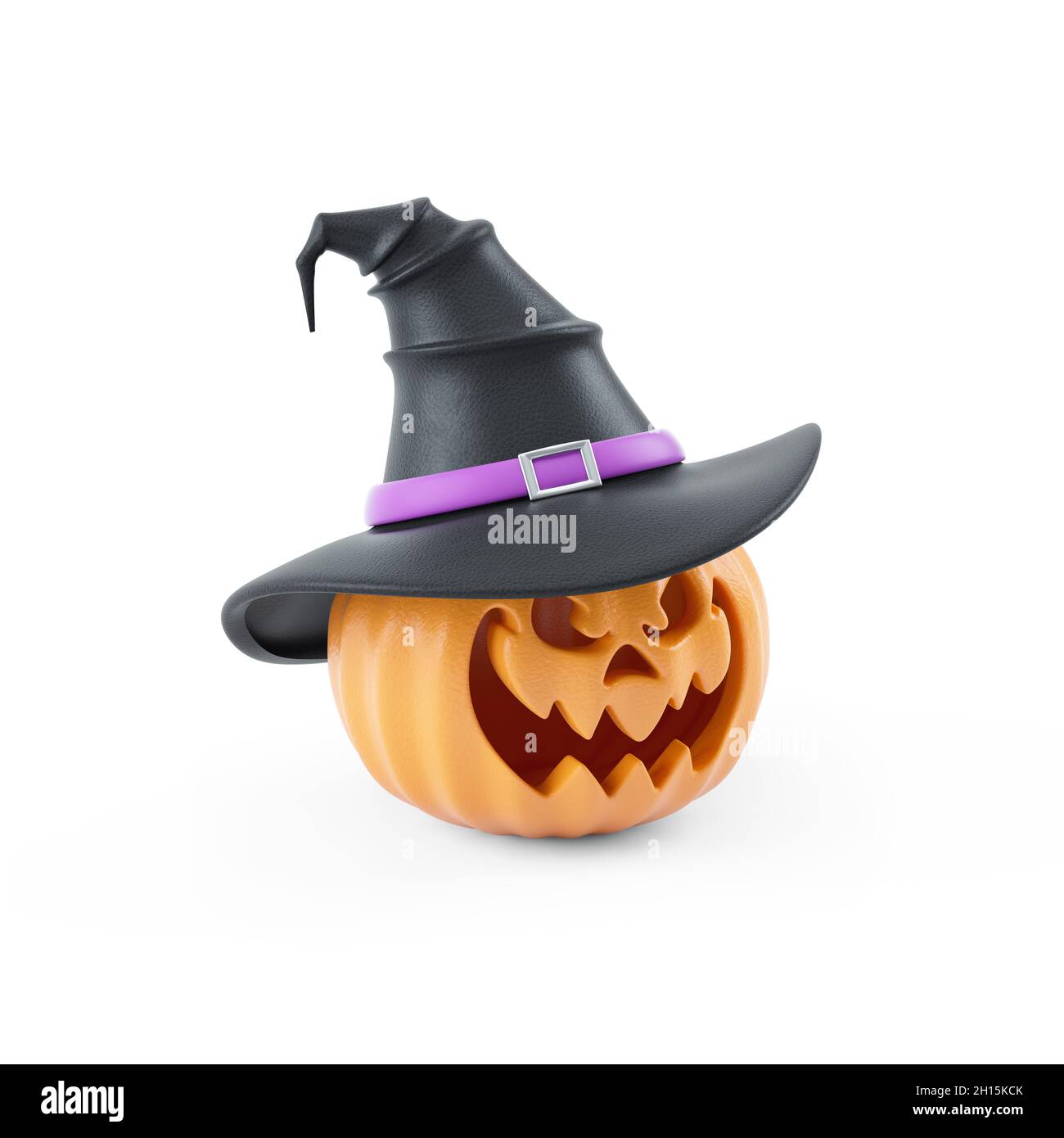 3d illustration of halloween pumpkin wearing hat, isolated on white ...