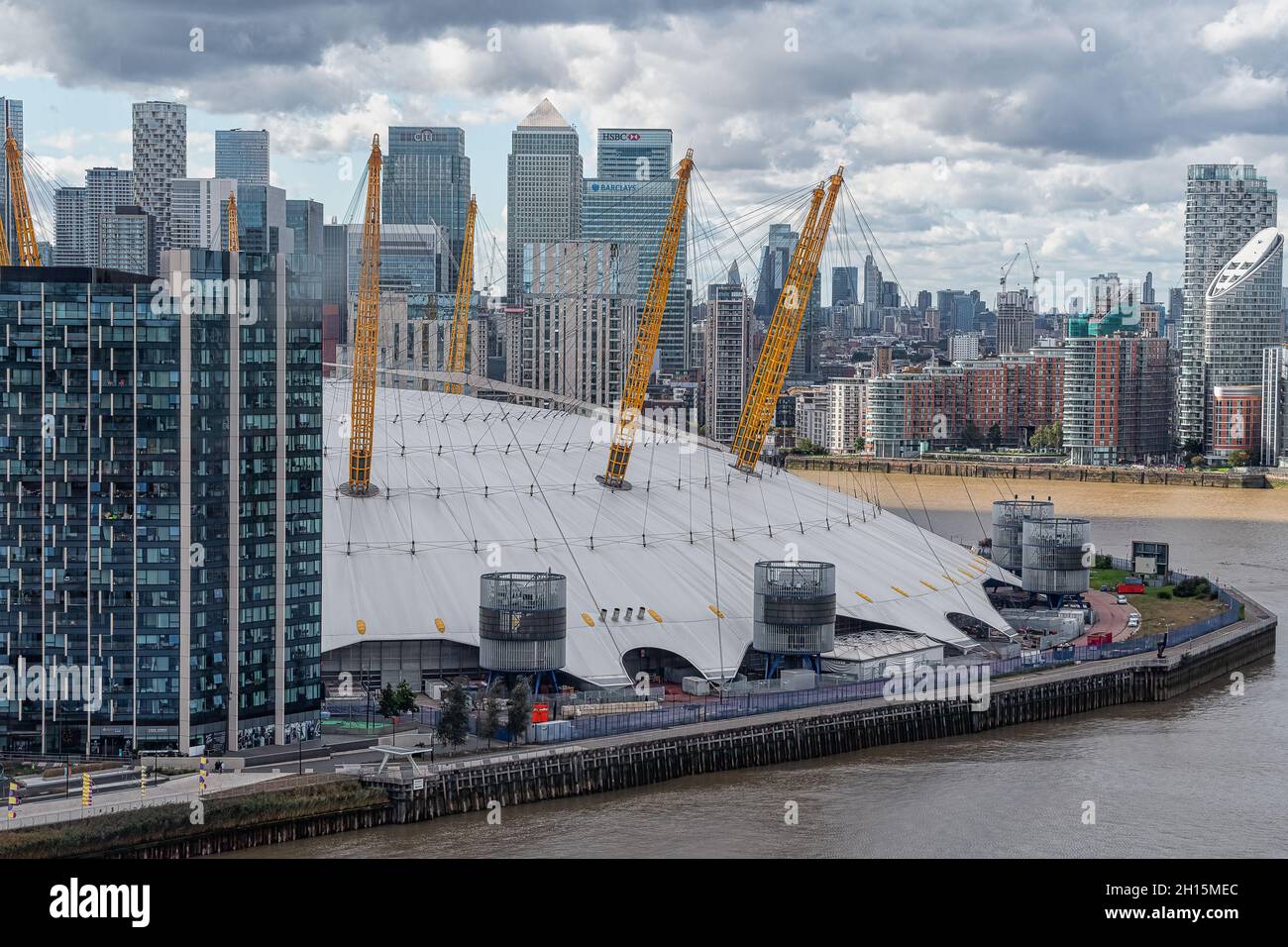 LONDON, UNITED KINGDOM - SEPTEMBER 27, 2021: Elevated view of the O2 ...