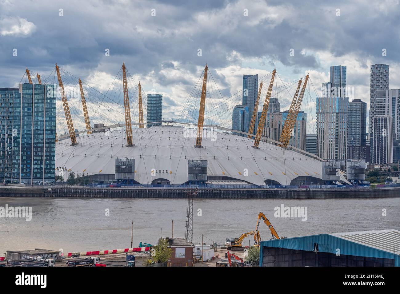 LONDON, UNITED KINGDOM - SEPTEMBER 27, 2021: Elevated view of the O2 ...