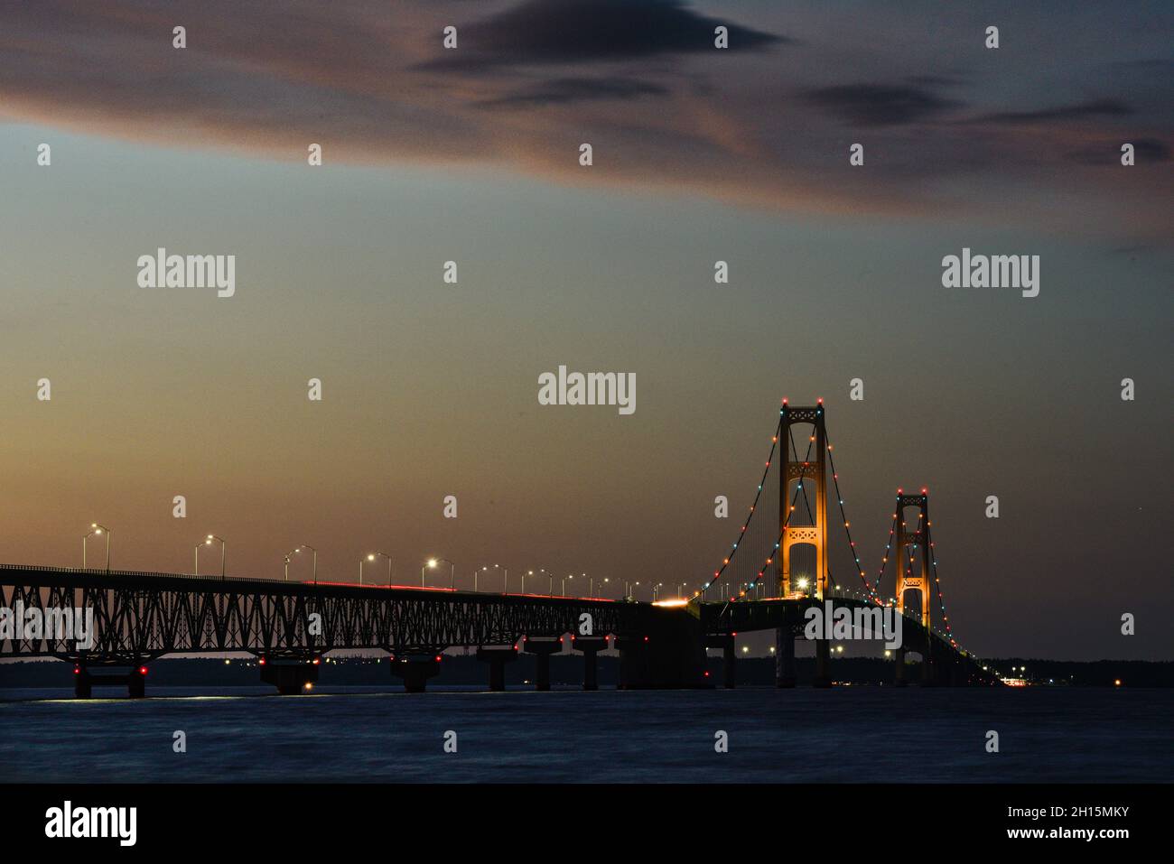 The Mackinac Bridge, one of the world's longest bridges over the Strait ...