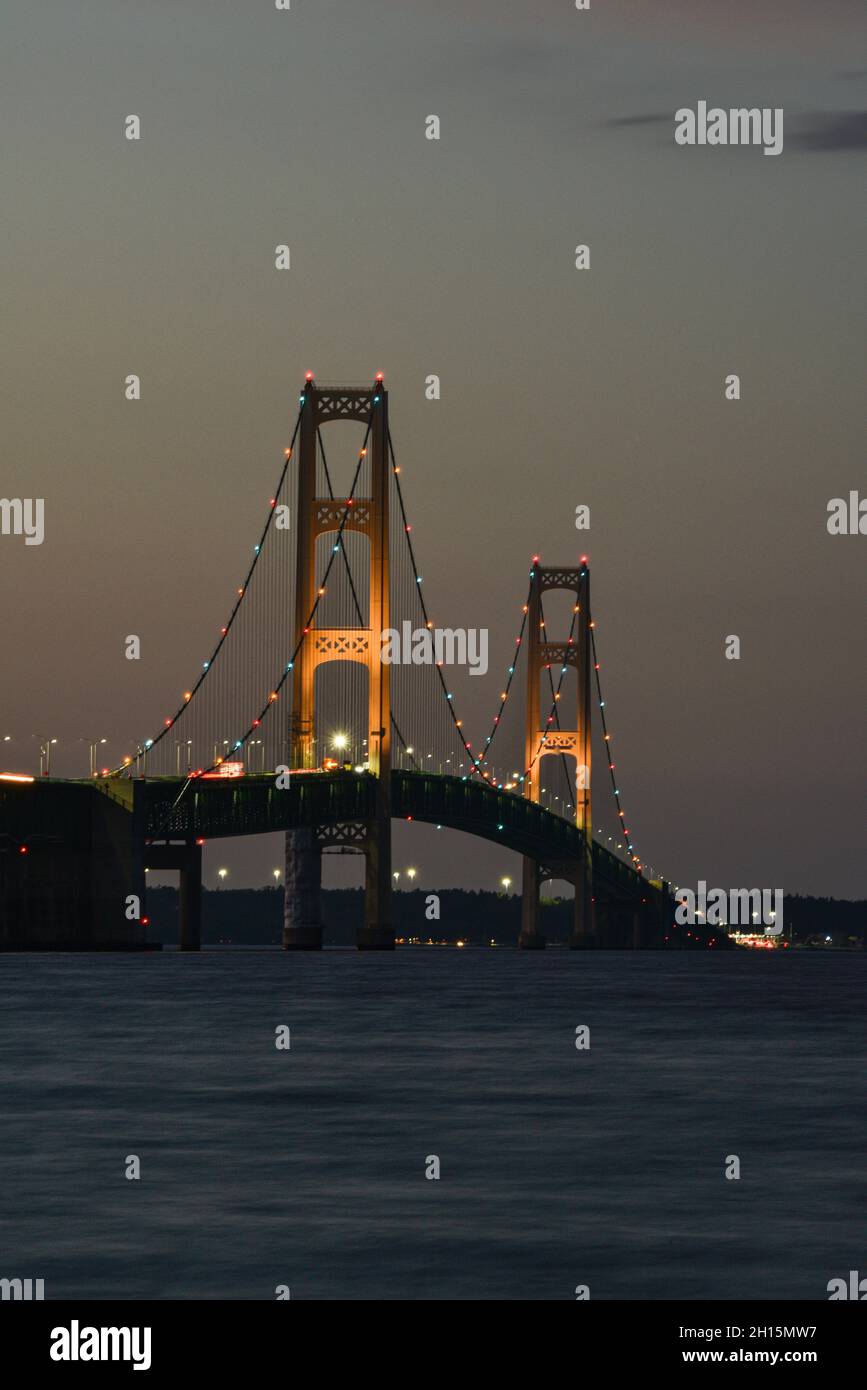 The Mackinac Bridge, one of the world's longest bridges over the Strait ...