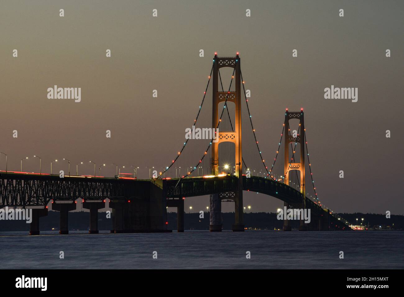 The Mackinac Bridge, one of the world's longest bridges over the Strait ...