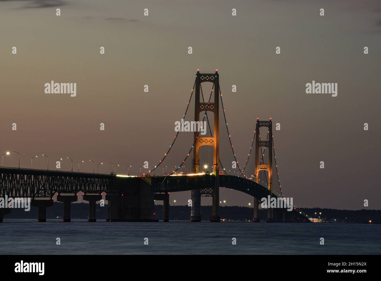 The Mackinac Bridge, one of the world's longest bridges over the Strait ...