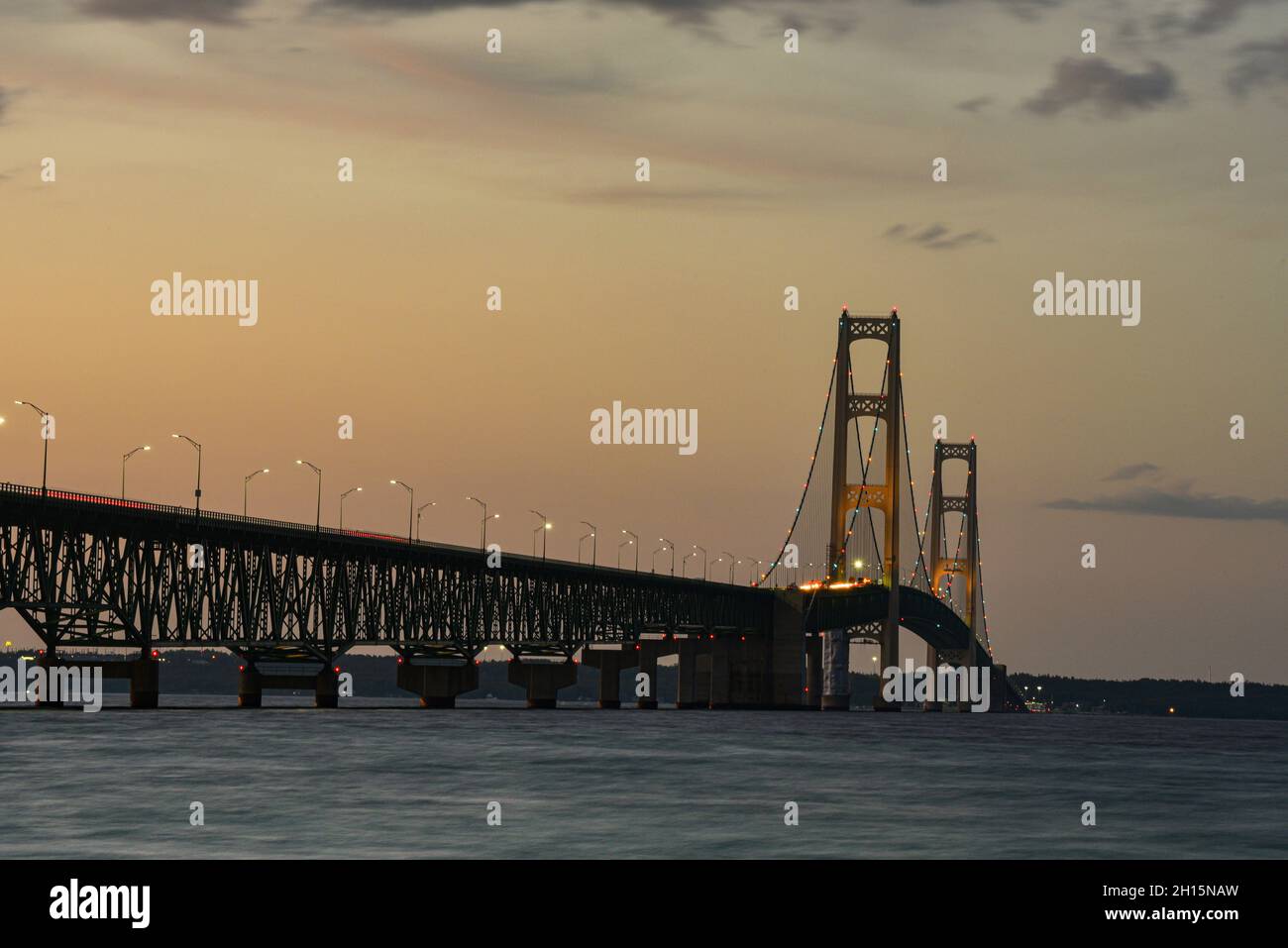 The Mackinac Bridge, one of the world's longest bridges over the Strait ...