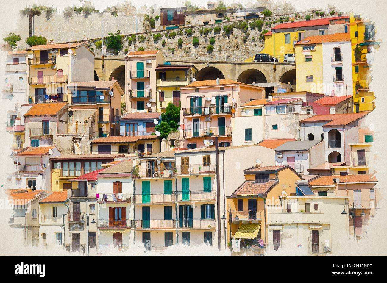 Watercolor drawing of Beautiful colorful multicolored traditional ...