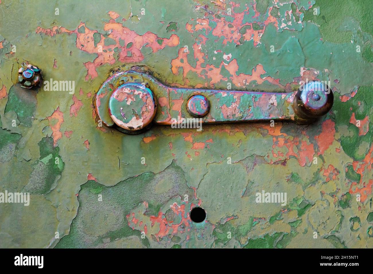 Photo of old and rusty military vehicle armored surface plate with ...