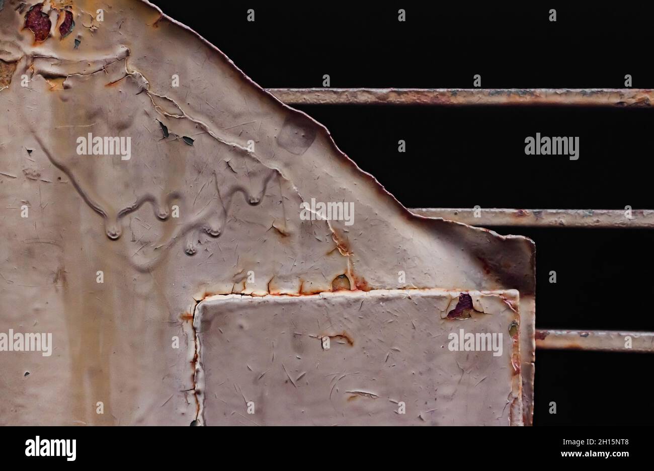 Photo of old and rusty military vehicle armored surface plate with ...