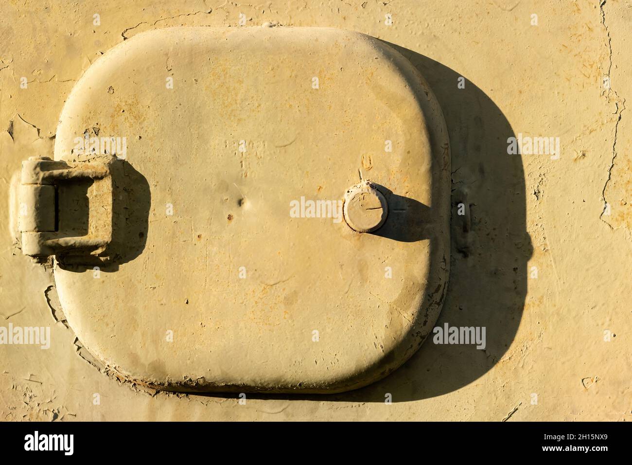 Photo of old and rusty military vehicle armored surface hatch door ...