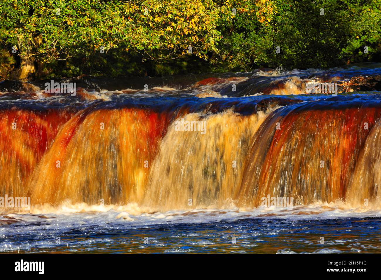 Close up view of cascading water at Wain Wath force, Swaledale ...