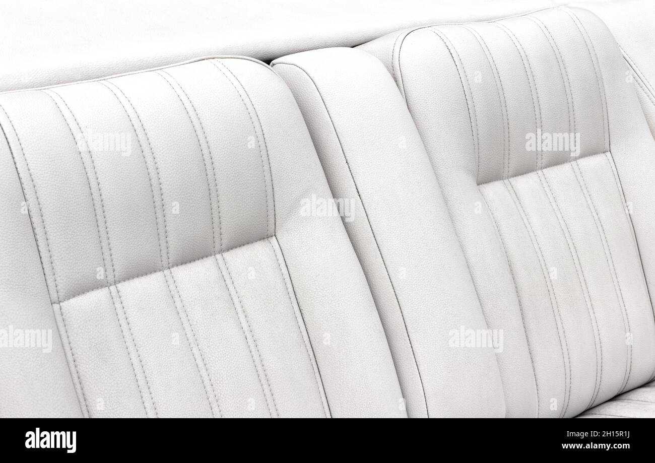 Photo of old-fashioned retro white colored car leather back seats Stock ...