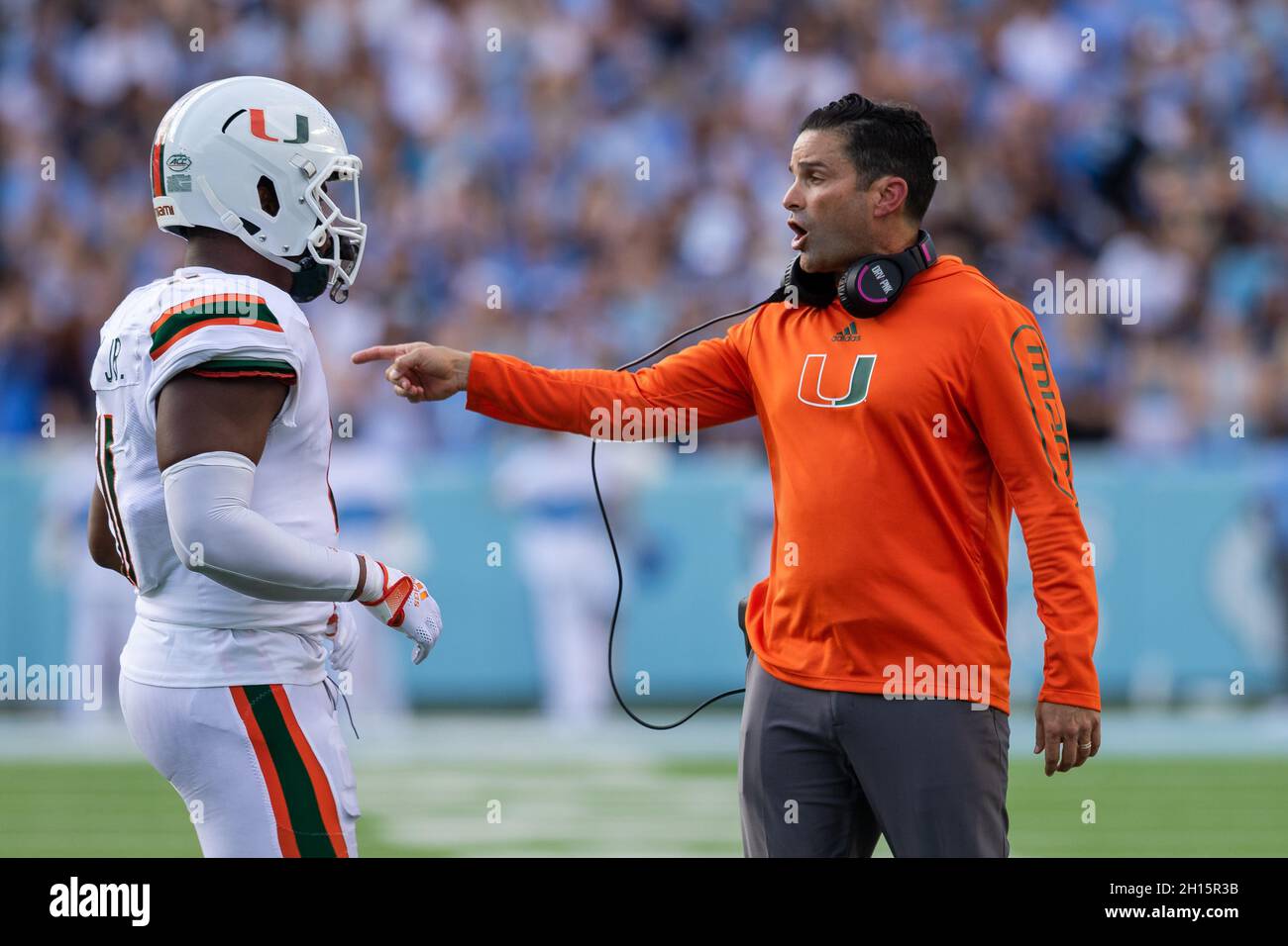 October 16, 2021: Miami Hurricanes linebacker Corey Flagg Jr. (11) gets ...