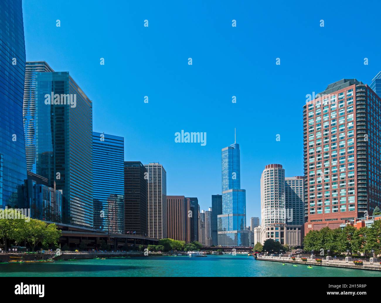 Chicago Riverwalk, skyscrapers, and historic architecture are some of ...