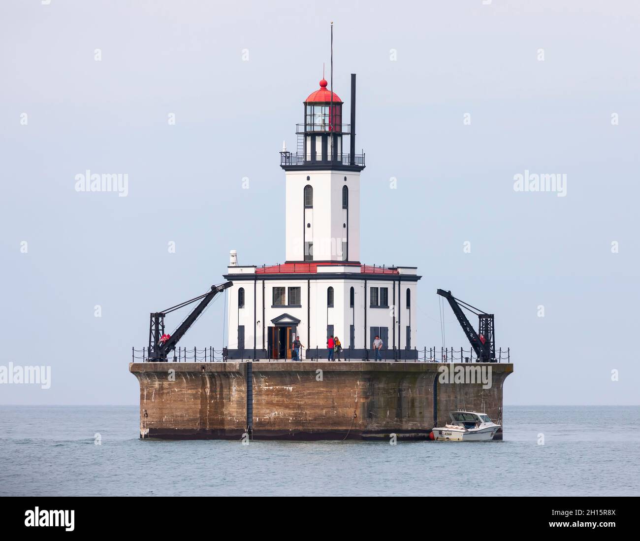 DeTour Reef Lighthouse, Lake Huron. The 83 foot tall lighthouse was ...