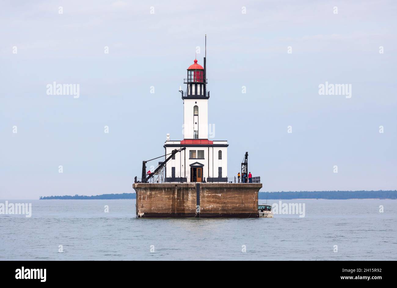 DeTour Reef Lighthouse, Lake Huron. The 83 foot tall lighthouse was ...