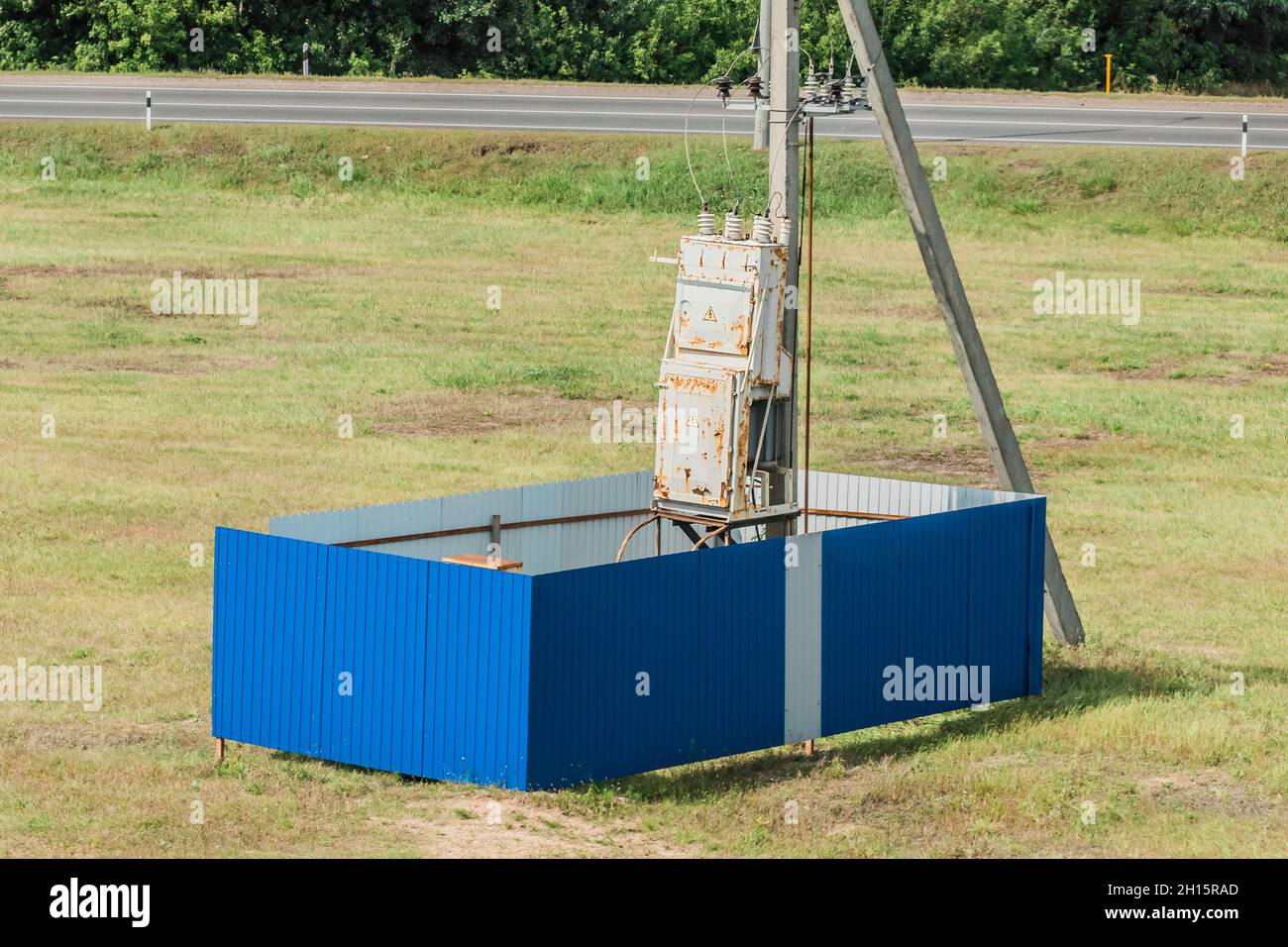 Old electrical box or panel on a pole, control of electrical equipment ...