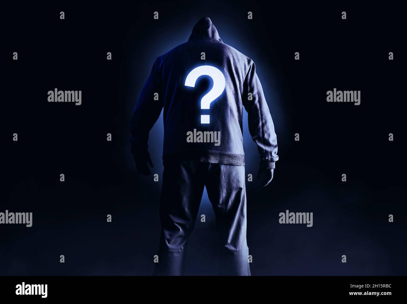 Photo of scary horror stranger stalker man in black hood and clothing ...