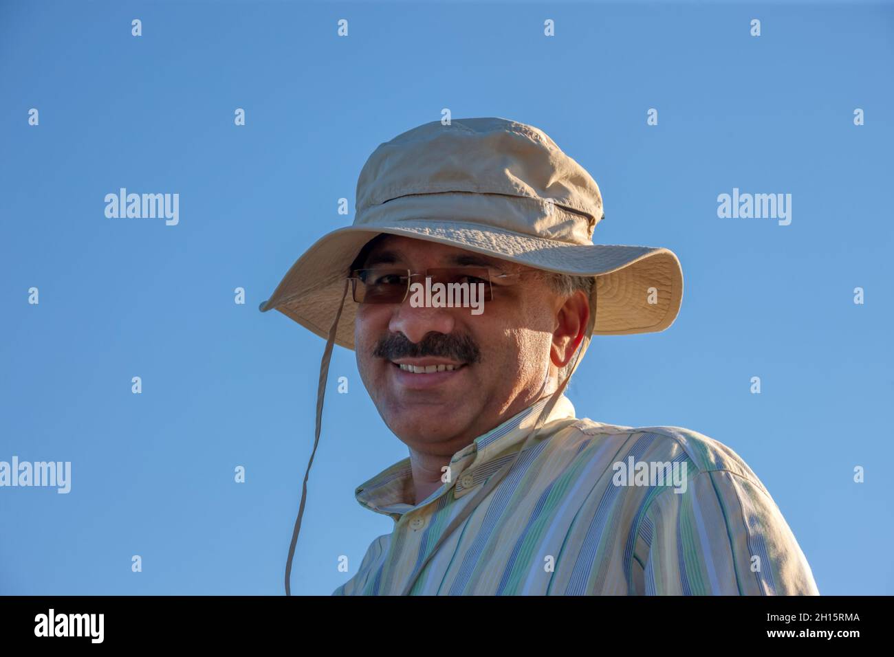 Portrait of an Iranian Arabic man with a moustache gone in holiday ...
