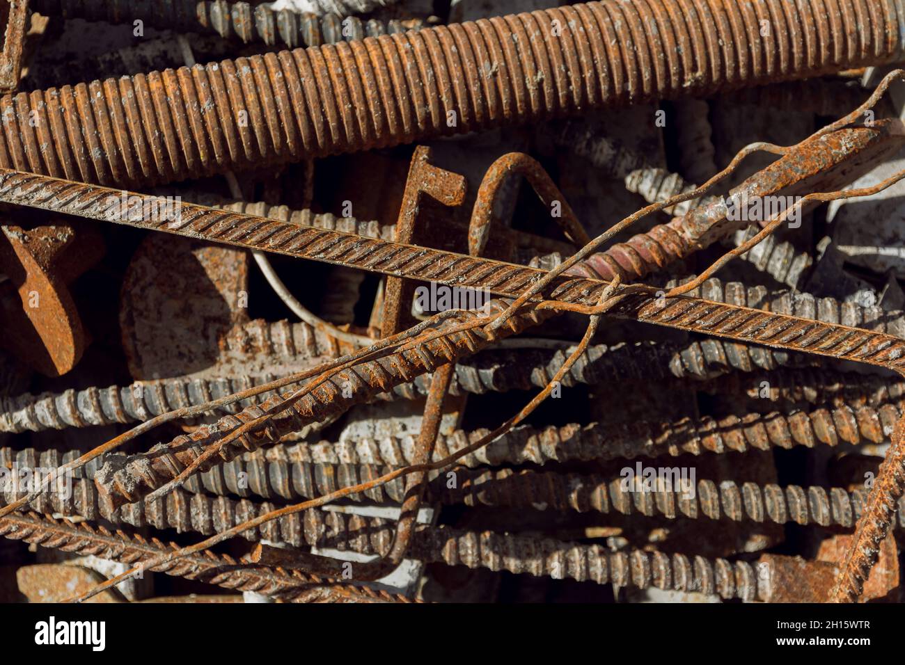 Rusty steel rods. Rusty metal background. Steel rods for concreting ...